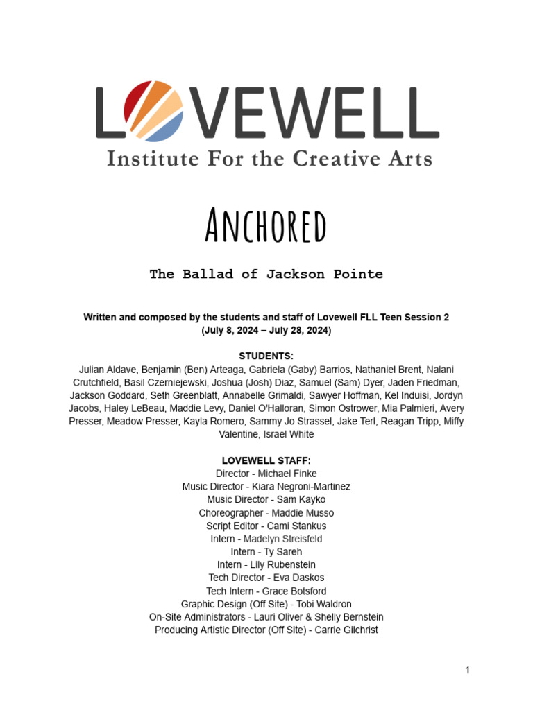 Anchored (Act One - Script) | PDF | Knot