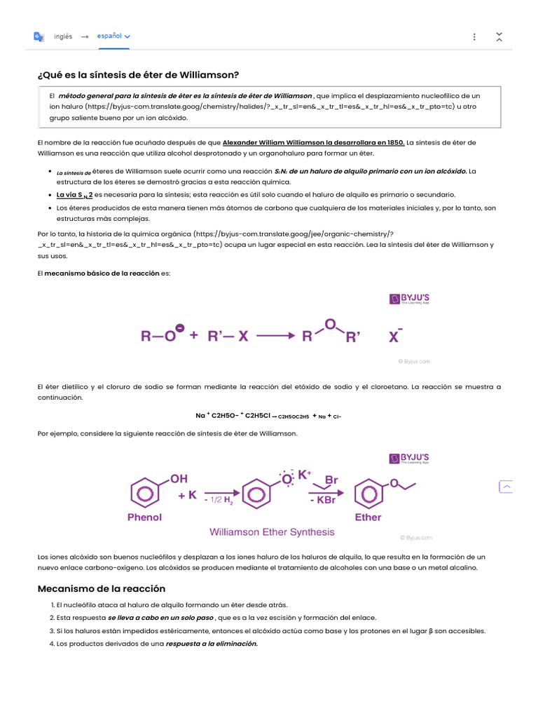 Sintesis De Williamson Pdf éter Química