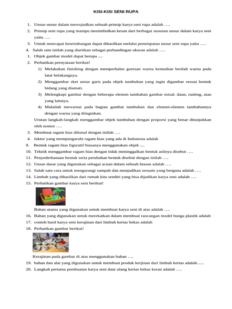 Kisi-Kisi Seni Rupa Sas | PDF