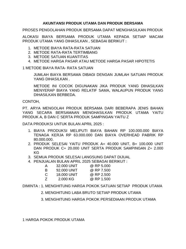 Akuntansi Produk Utama Dan Produk Bersama | PDF