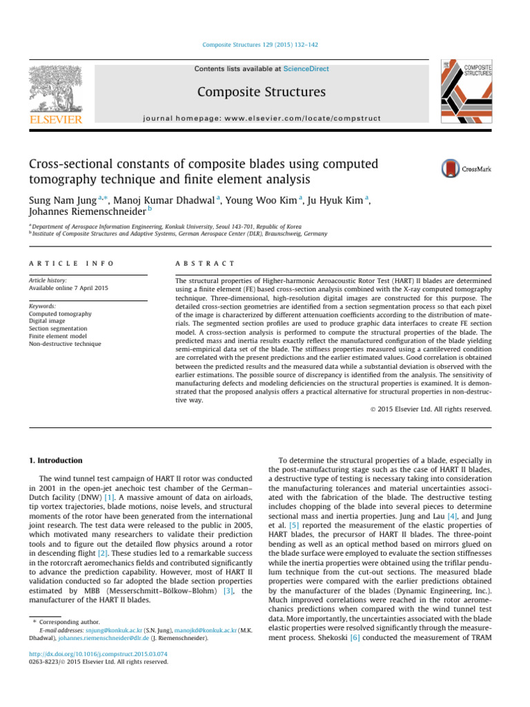 Cross-Sectional Constants of Composite Blades Using Computed Tomography Technique and Finite ...