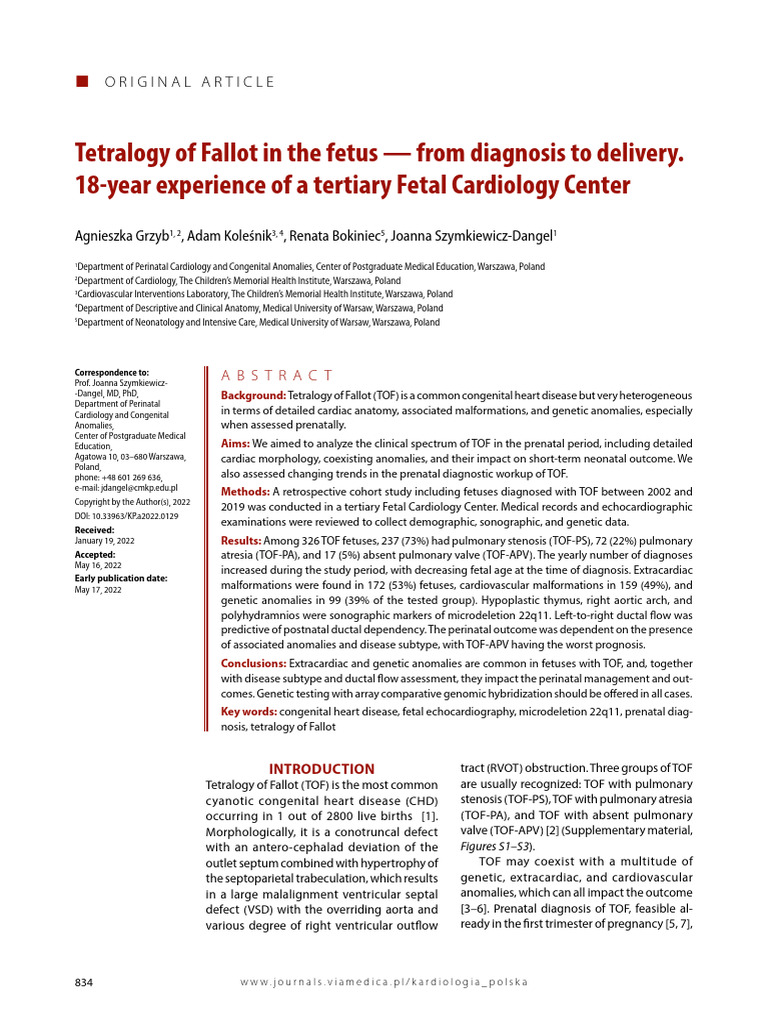 EBSCO Tetralogy of Fallot in The Fetus 27-03-2025 | PDF | Congenital ...