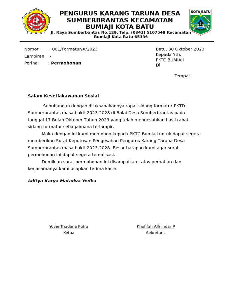 Surat Karang Taruna 01 | PDF