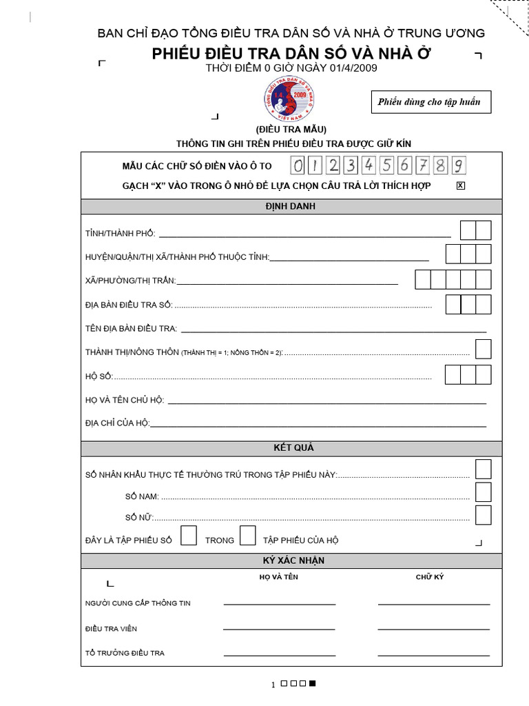 Phieu - Dieu Tra MAU - Ho Gia Dinh | PDF