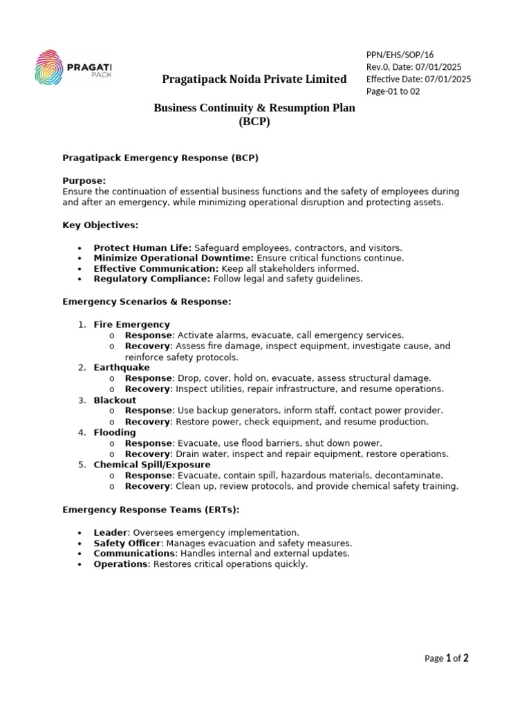 16 Business Continuity Resumption Plan | PDF | Safety | Occupational ...