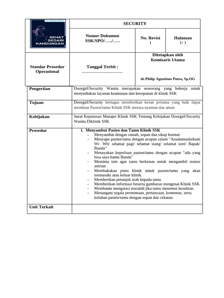 SOP Security Wanita | PDF