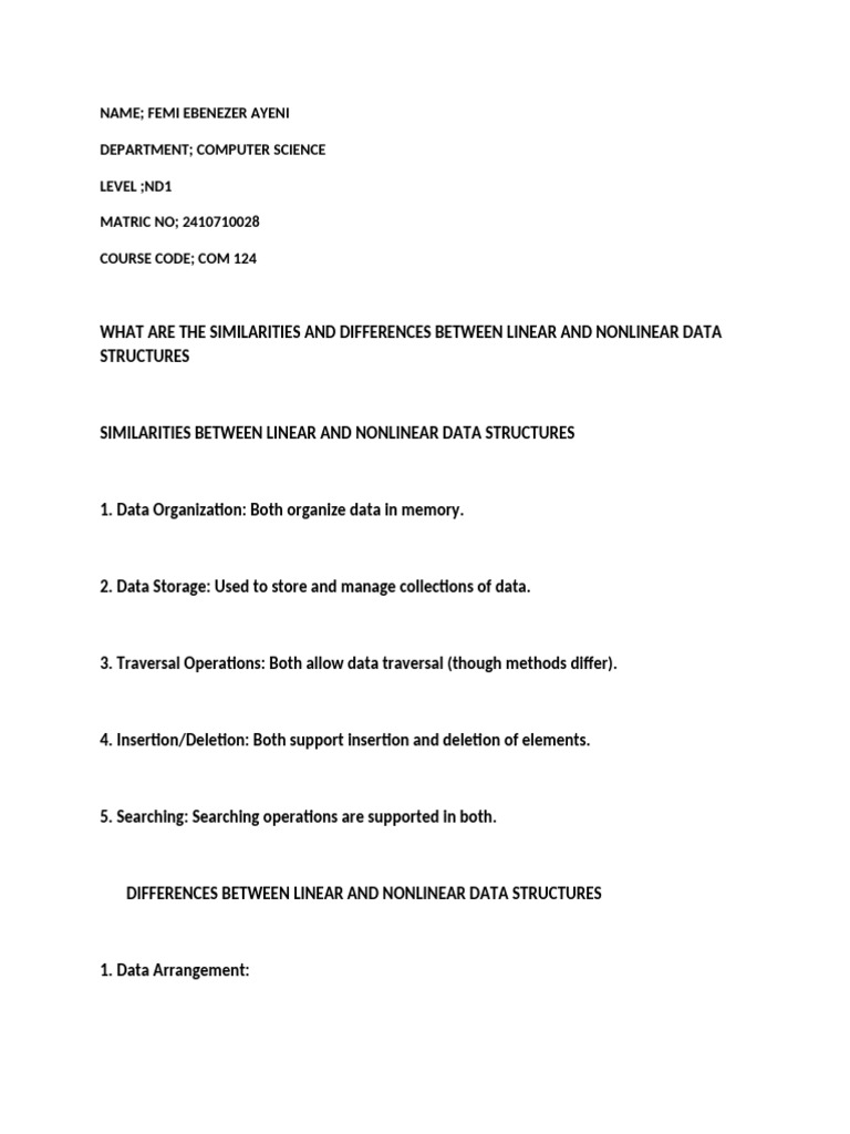 Name Femi Ebenezer Ayeni Department Computer Science Level Nd1 MATRIC ...