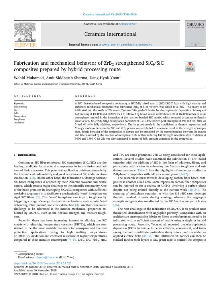 ZrB2-Enhanced SiCf/SiC Composites Study | PDF | Composite Material ...