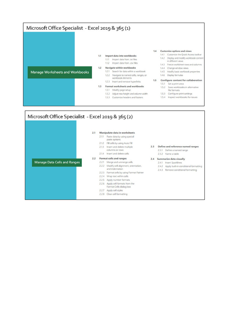 MOS Microsoft Excel 2019 - Exam Preparation - U2 | PDF | Microsoft Excel