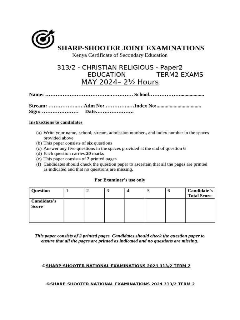 Sharpshooter Cre Paper 2 | PDF | Jesus | Gospel Of Luke