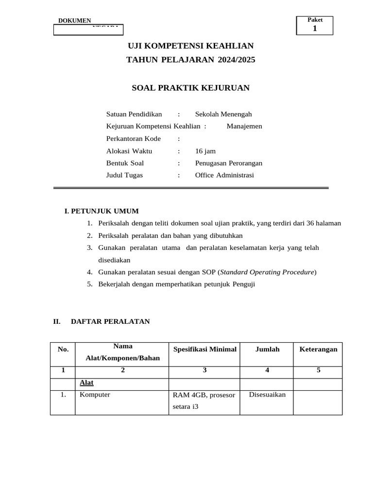 Soal Ujikom Arsip 2024 | PDF