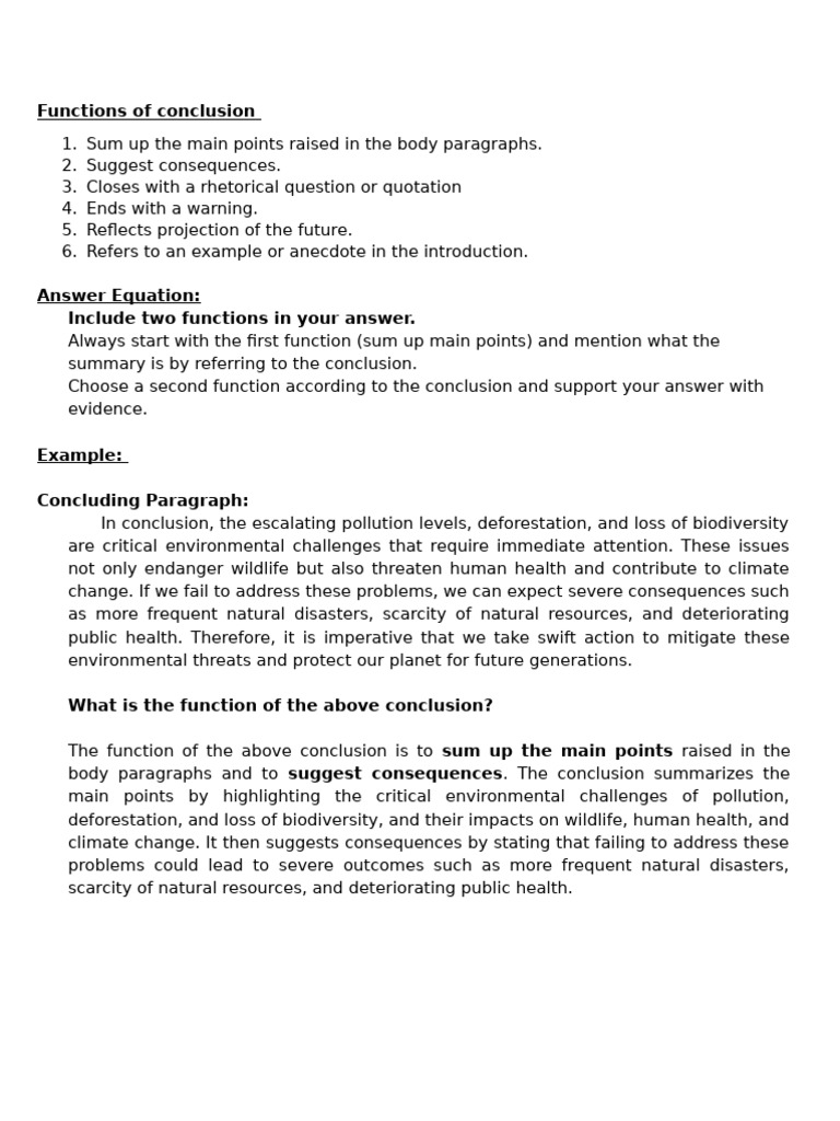 Functions of Conclusion LS GS | PDF