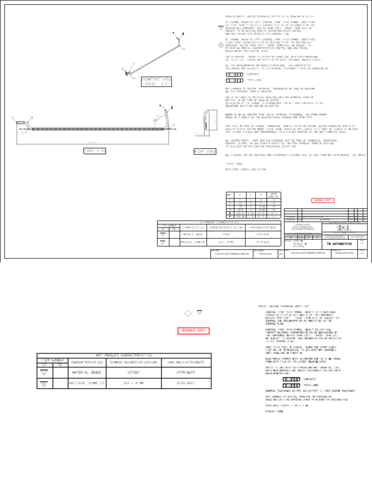 d9tbs-22203 - Cushion Side Trimming Wire RH - m1 | PDF | Technical Drawing