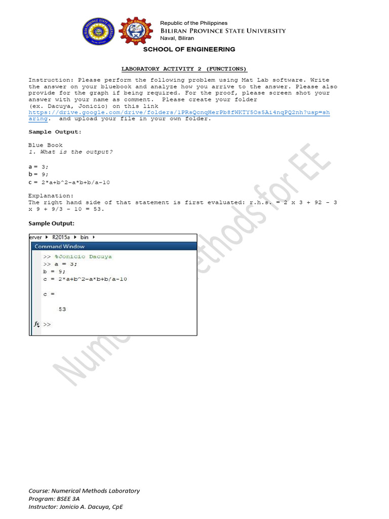 Laboratory Exercise 2 | PDF | Quadratic Equation | Applied Mathematics