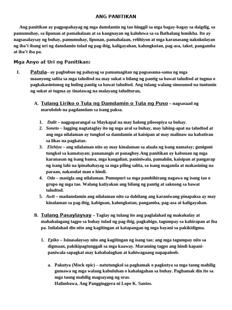 Ang-Panitikan Final | PDF
