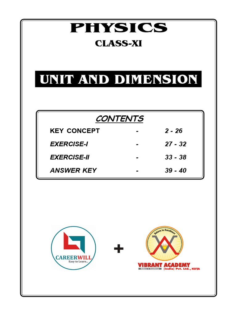 1.units and Dimensions, VECTOR, Basic Maths - XI | PDF | Euclidean Vector | Quantity