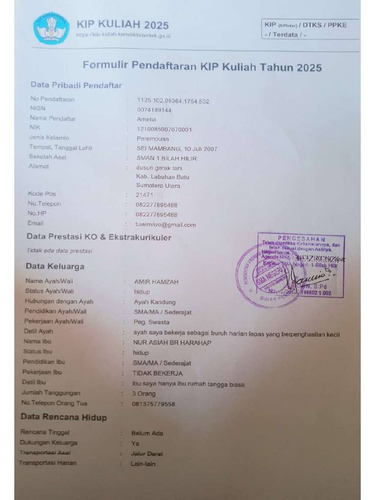 Formulir Kip Amelia | PDF