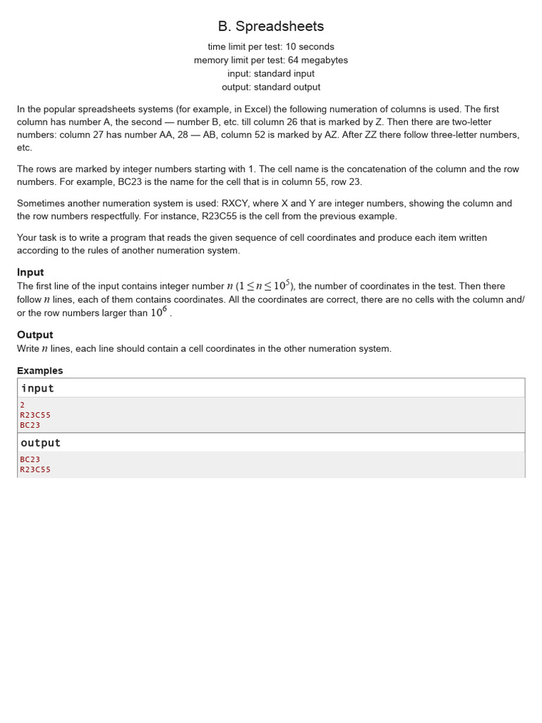 B. Spreadsheets: Input | PDF