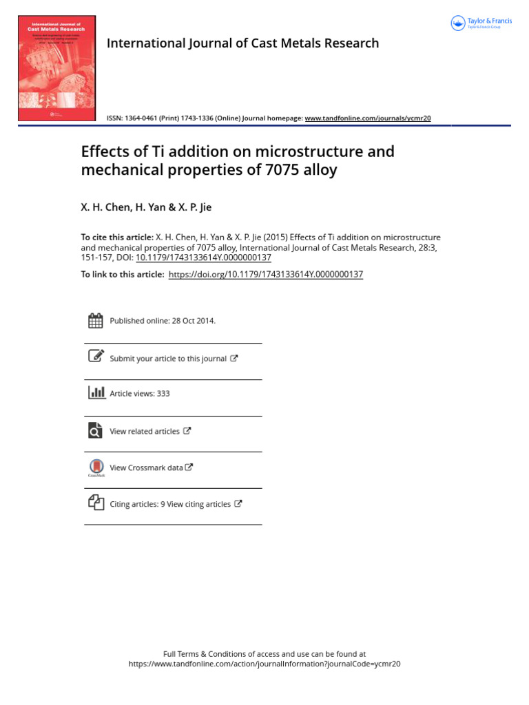 Effects of Ti Addition On Microstructure and Mechanical Properties of 7075 Alloy | PDF ...