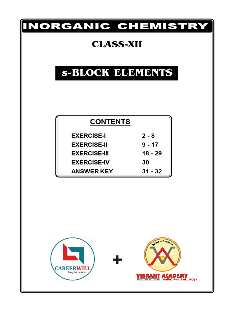 S-Block Elements and Their Compound - Sheet | PDF | Sodium | Sodium Carbonate