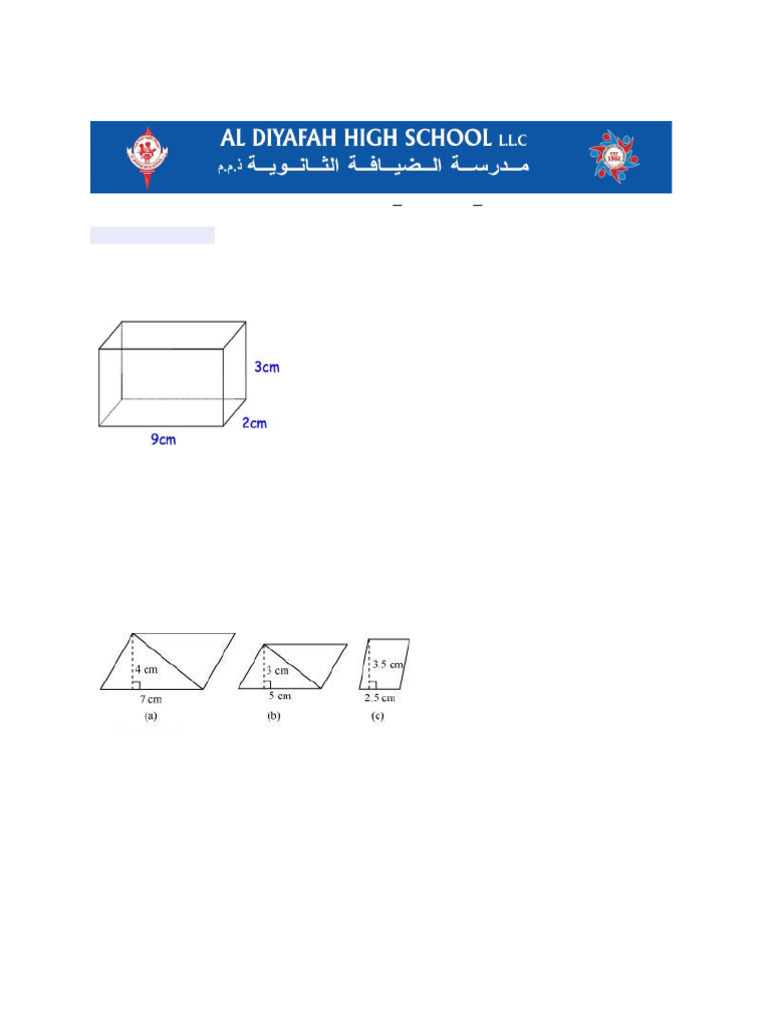Y7 End of Year Revision Worksheet - 1 | PDF | Area | Rectangle