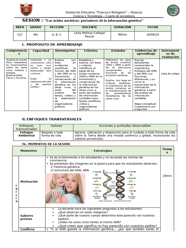Sesion de Los Acidos Nucleicos | PDF | Organismos | Adn