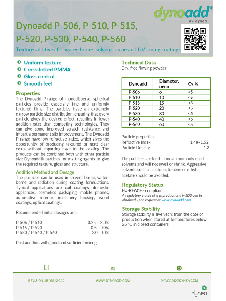 TDS Dynoadd P-Series 15092022 | PDF | Industrial Processes | Materials