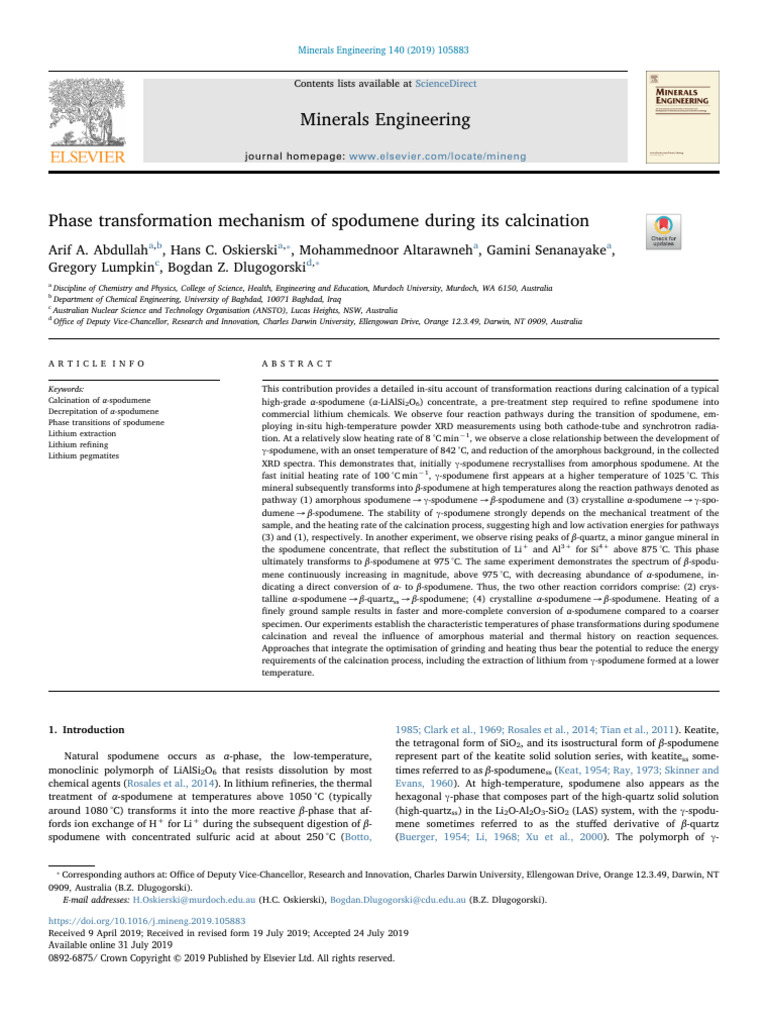 Phase Transformation Mechanism of Alpha To Beta Spodumene During Its ...