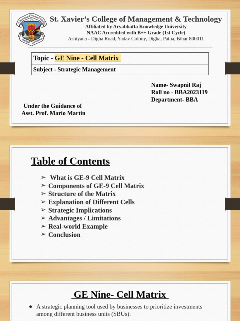 Understanding the GE Nine-Cell Matrix | PDF | Investing | Business