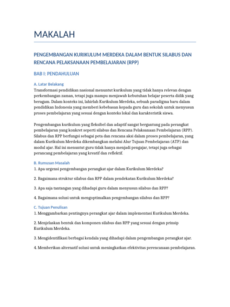 Pendahuluan Kurikulum Merdeka | PDF