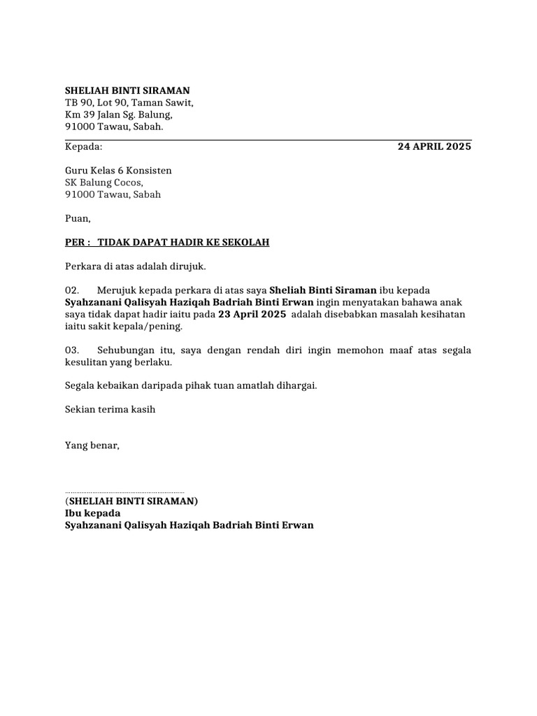 Syahzanani Qalisyah Haziqah Badriah | PDF