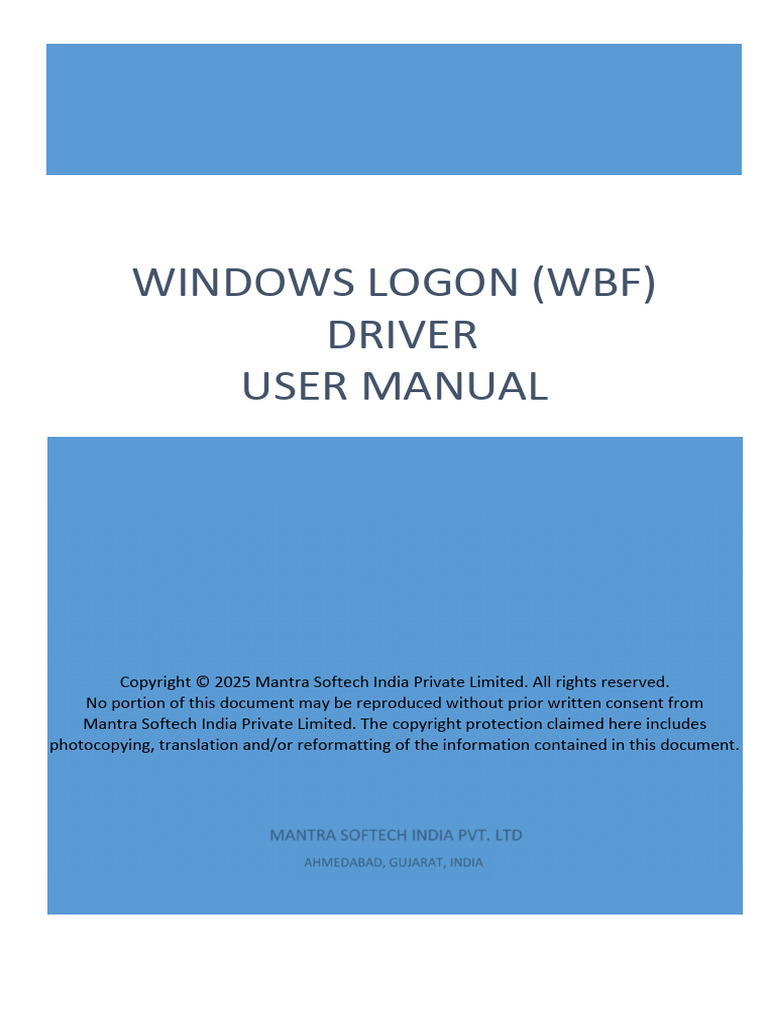 Mantra Windows Logon Driver User Manual 1.0.0.0 | PDF | Windows 10 | Biometrics
