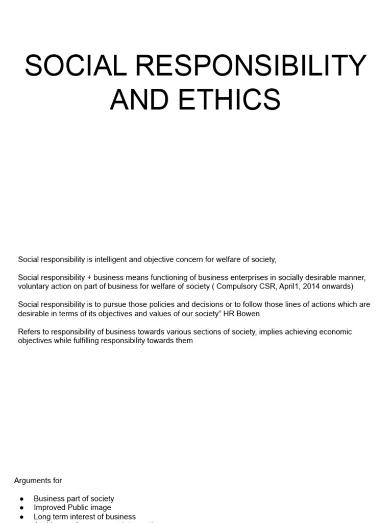 Social Responsibility and Business Ethics | PDF | Business Ethics ...