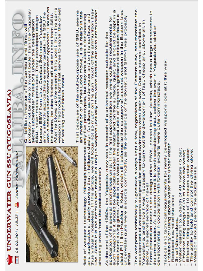 Yugoslav Underwater Gun SSU | PDF