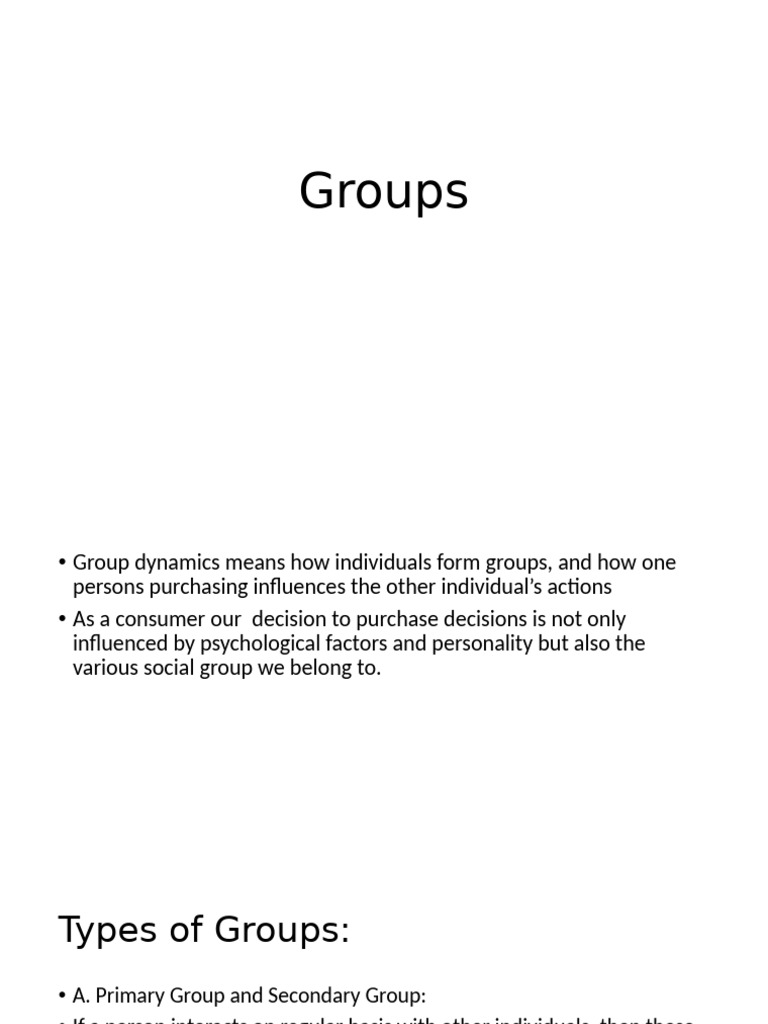 Understanding Primary Groups in Consumer Behavior | PDF | Behavior ...