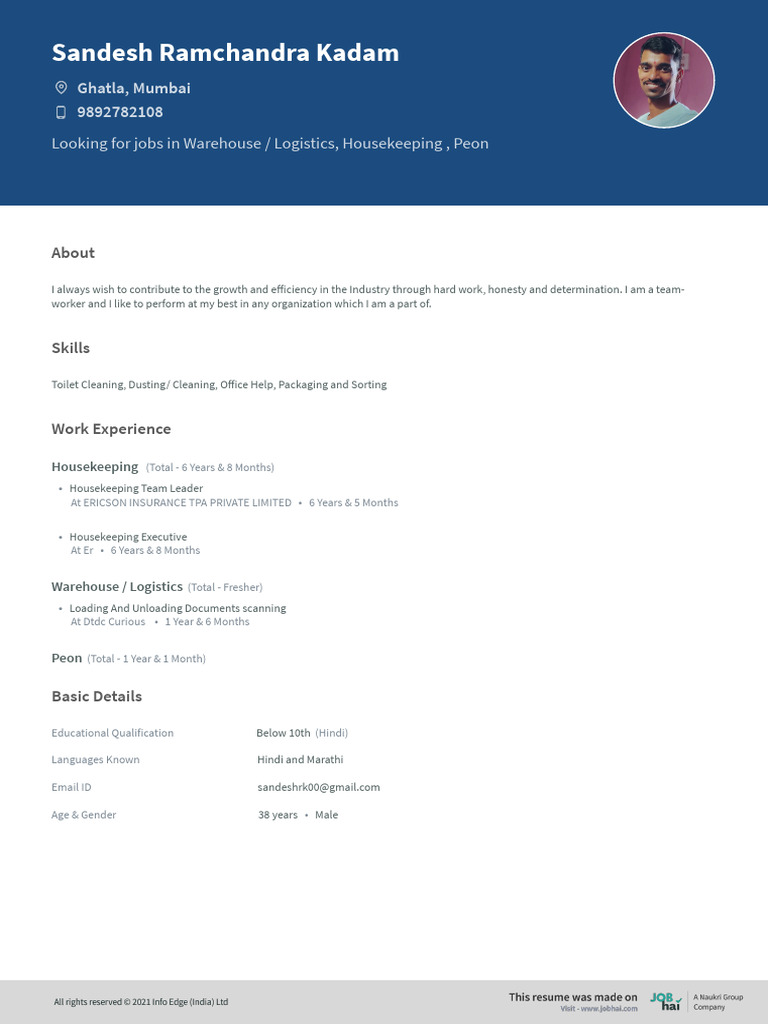 Sandesh Ramchandra Kadam - CV | PDF