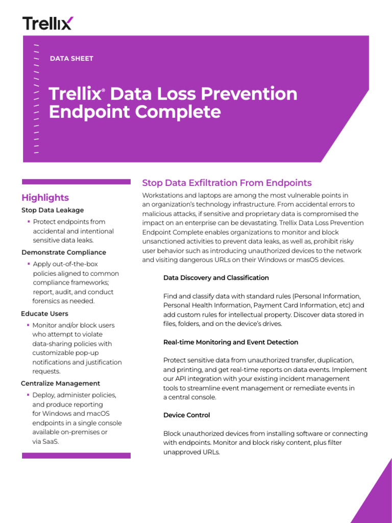 Trellix Data Loss Prevention Endpoint Complete | PDF | Computing | Security Engineering