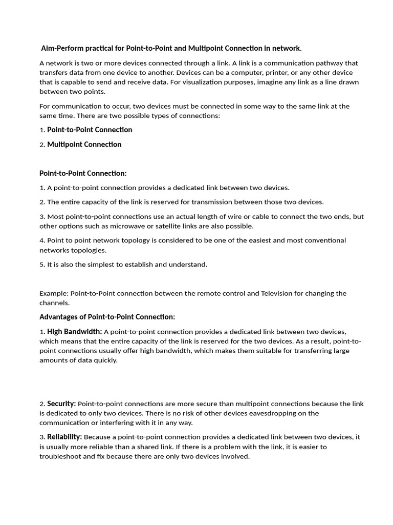 Point To Point and Multi Point | PDF | Computer Network | Network Topology