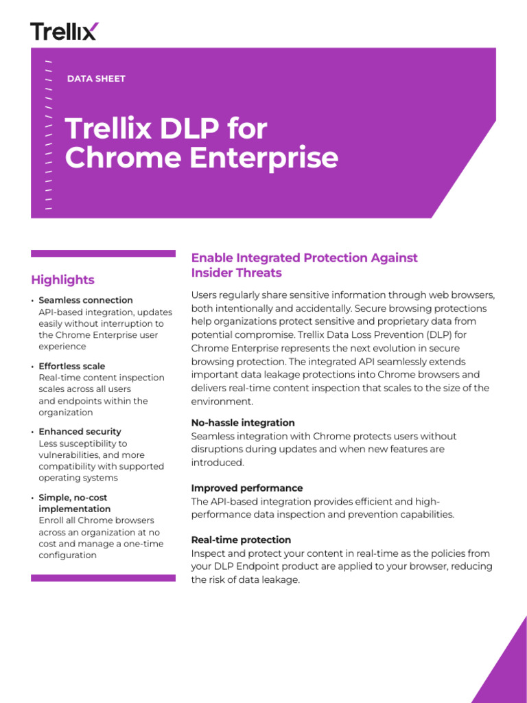 Trellix DLP For Chrome Enterprise Data Sheet | PDF | Cloud Computing | Computing