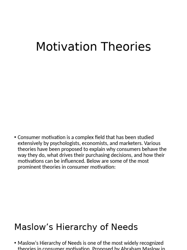 Theories of Motivation | PDF | Motivation | Motivational
