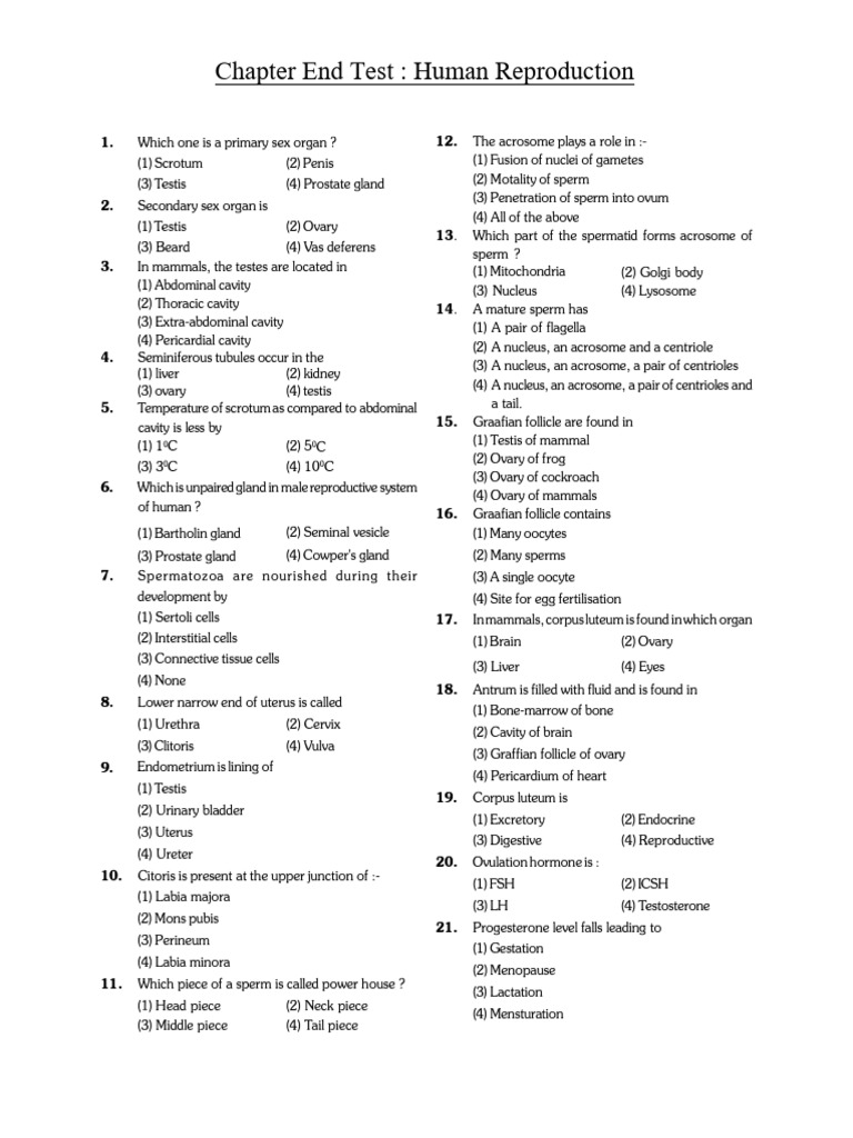 Human Reproduction Test Spark With Key | PDF | Testicle | Luteinizing ...