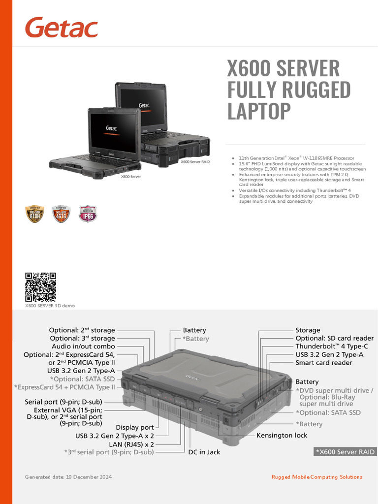 Getac x600 Server en Product | PDF | Solid State Drive | Laptop
