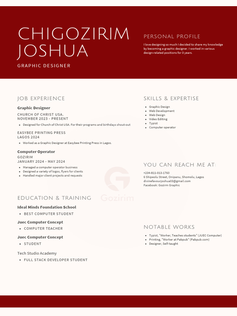 Gray Brown Minimalist Graphic Designer Resume | PDF | Graphic Design | Decorative Arts
