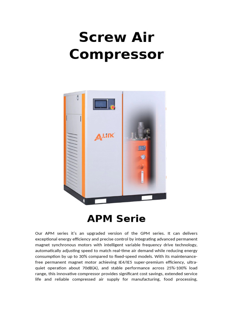 Energy-Efficient APM Series Compressors | PDF
