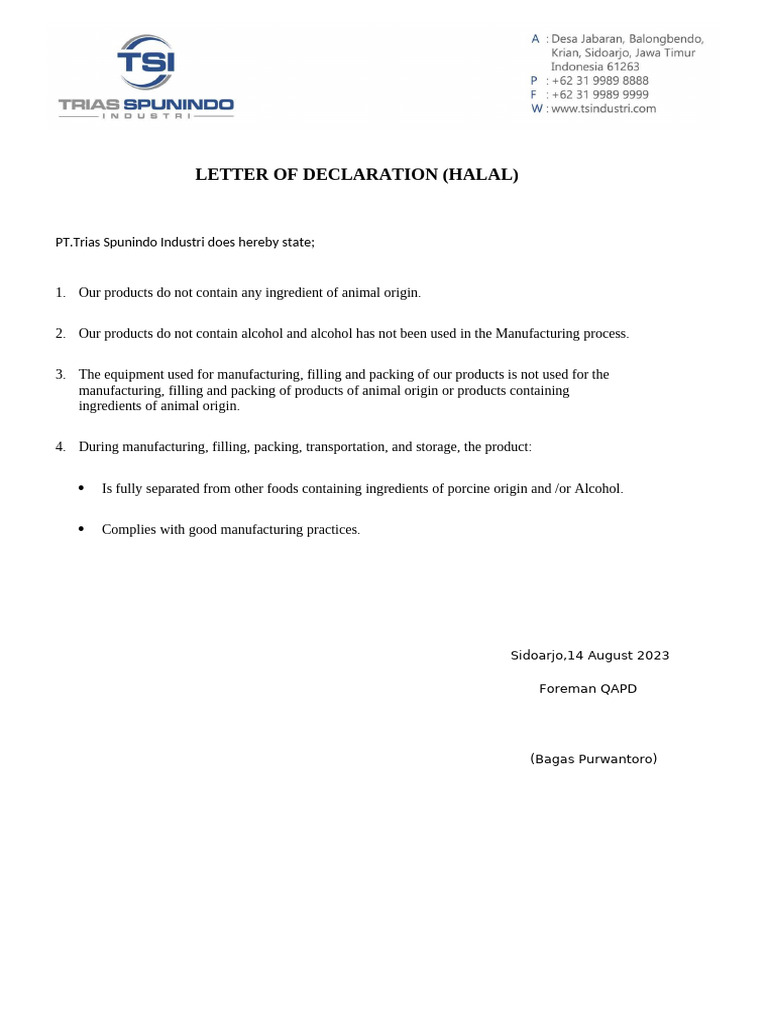 Statement Letter | PDF