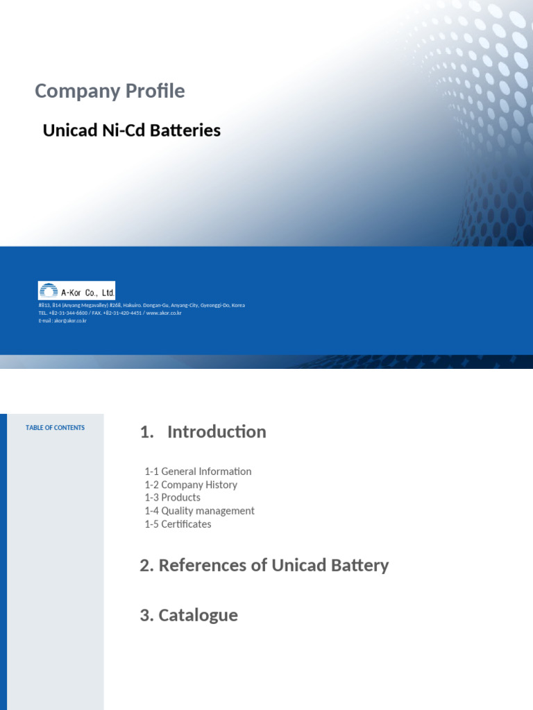 A-Kor Co., Ltd. Unicad Ni-Cd Batteries | PDF | Seoul