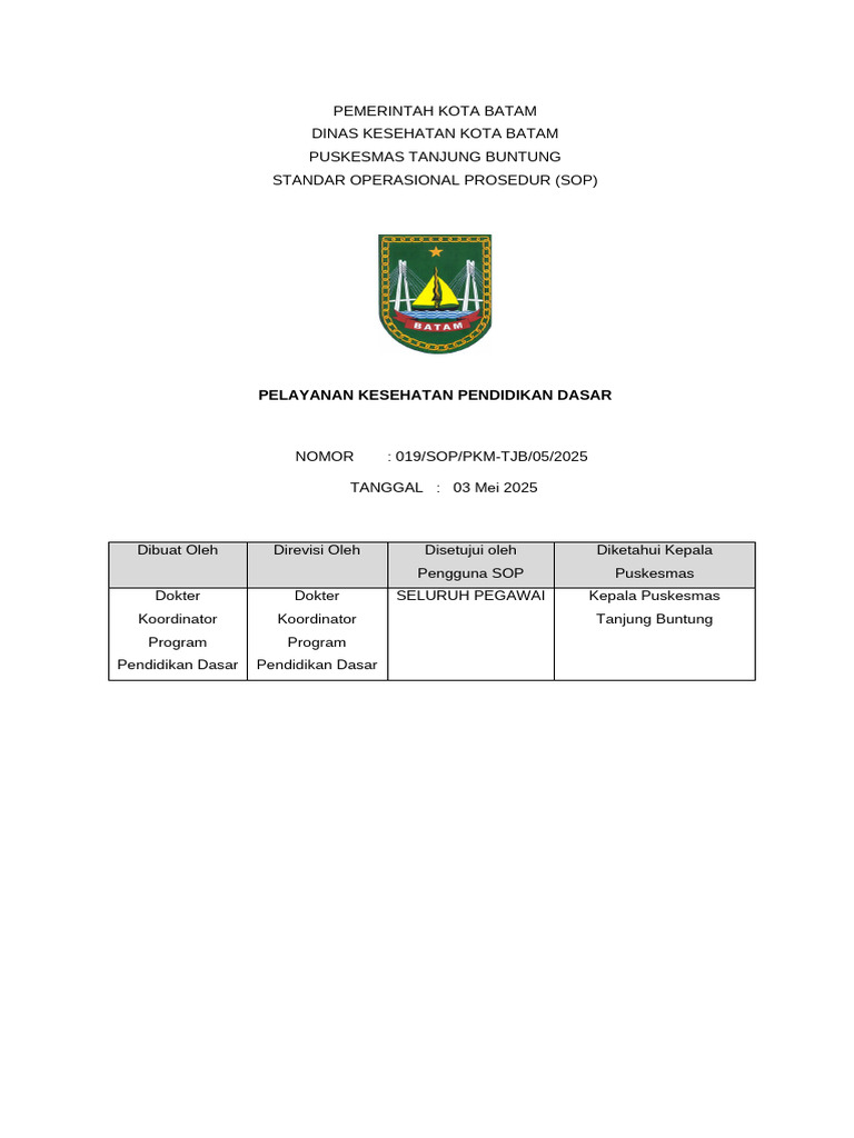 Sop Usia Pendidikan Dasar | PDF
