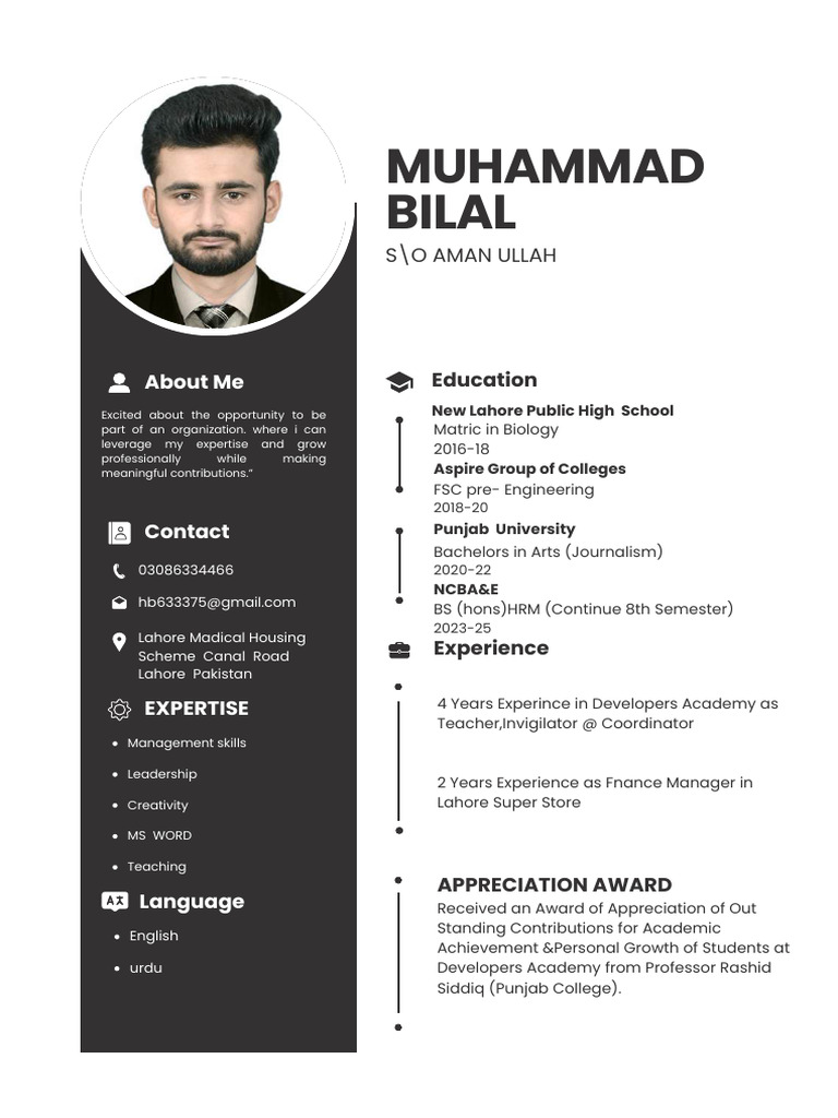 Muhammad Bilal's Professional CV | PDF