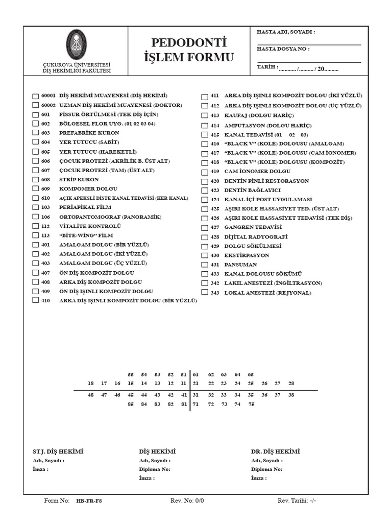 Pedodonti Islem Formu | PDF