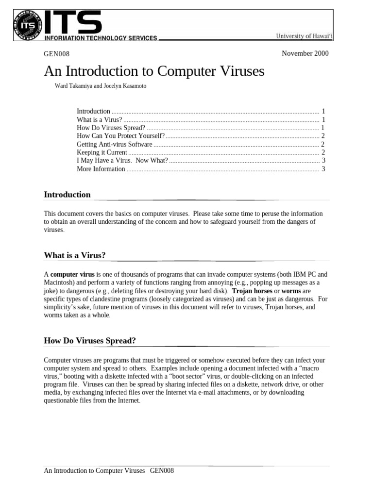 An Introduction To Computer Viruses | PDF | Computer Virus | Antivirus ...